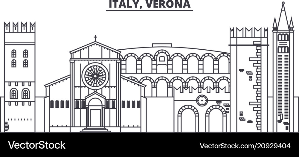 Italy verona line skyline Royalty Free Vector Image