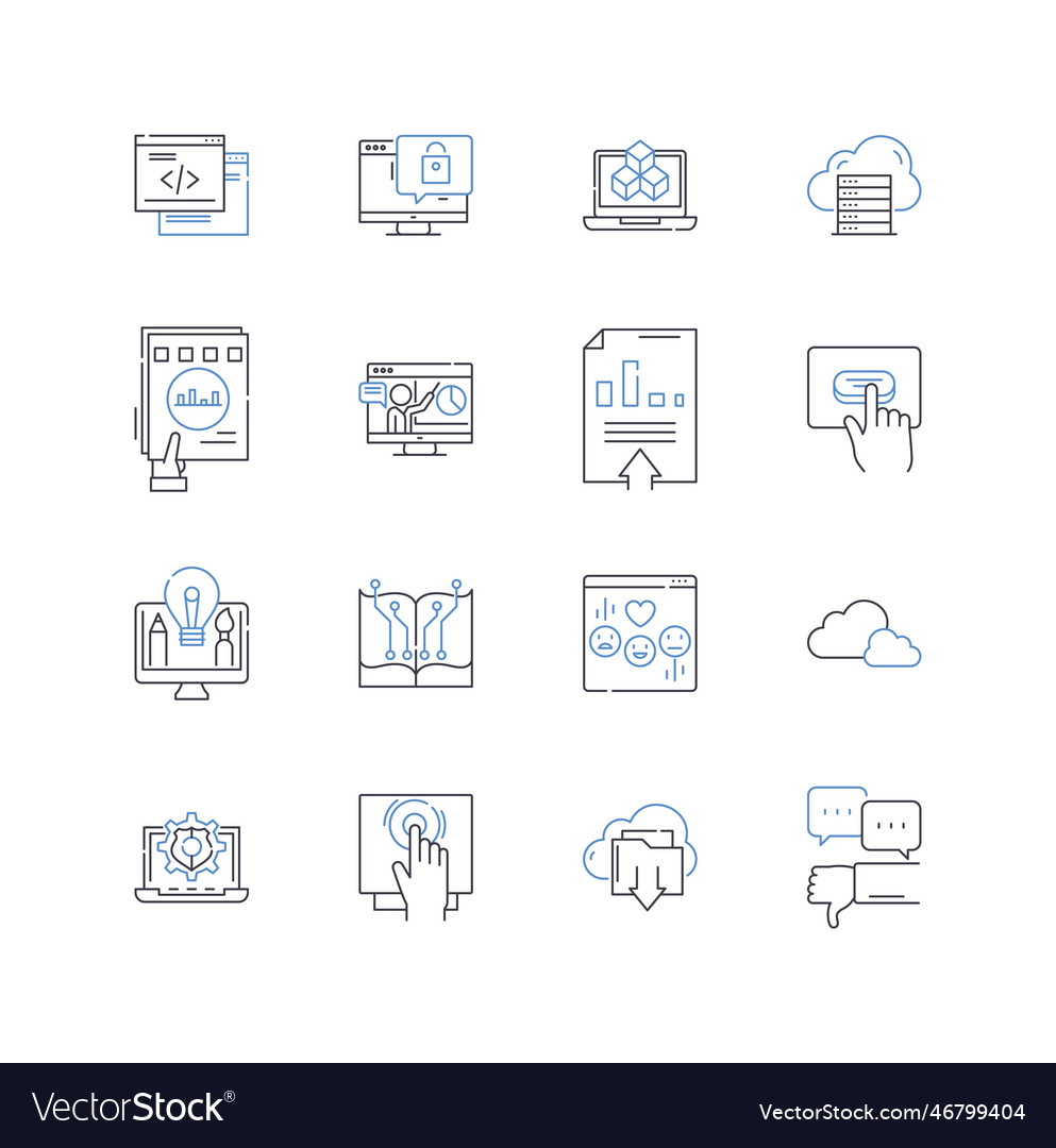 Mobile applications line icons collection Vector Image