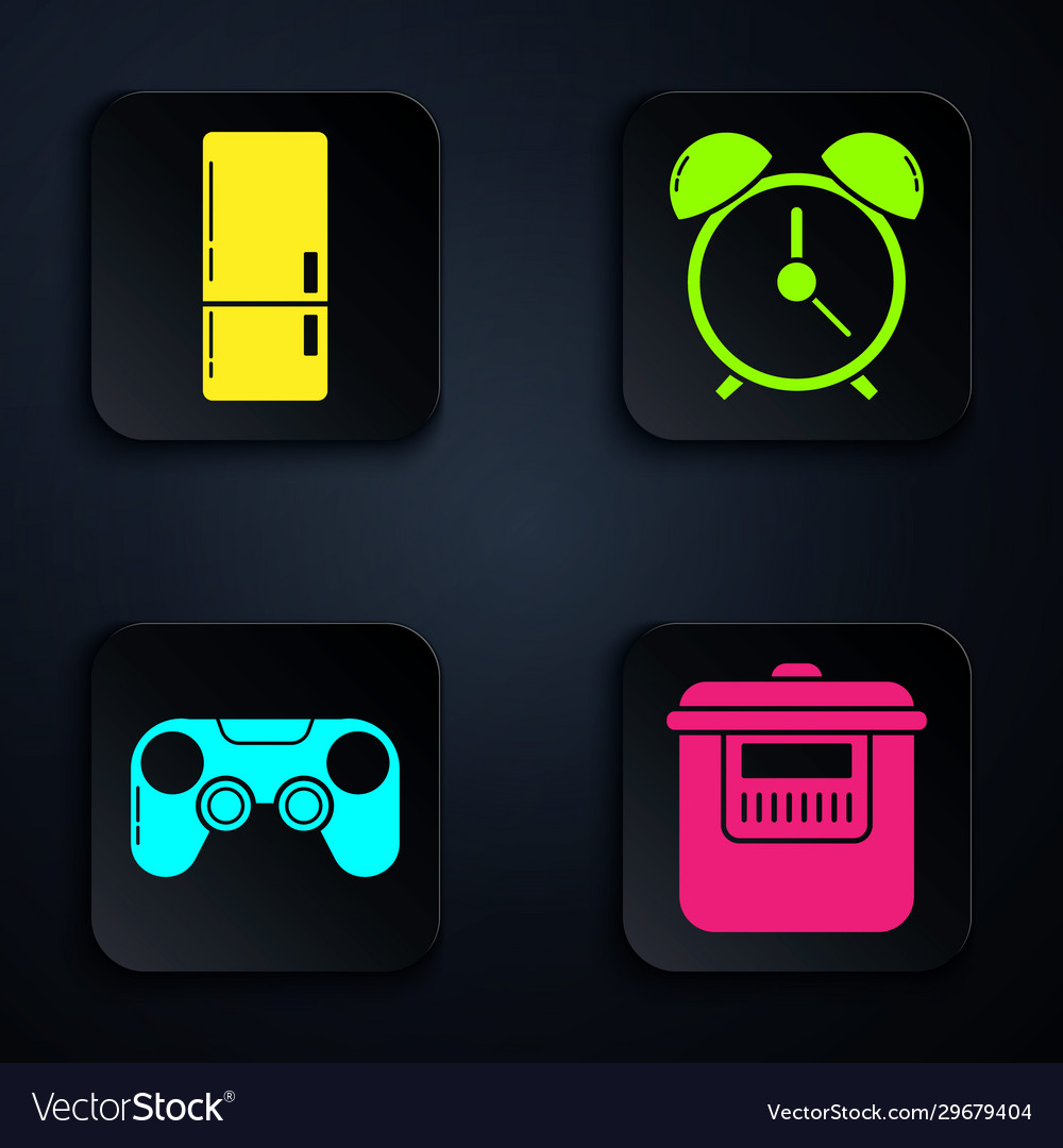 Set slow cooker refrigerator gamepad and alarm Vector Image Set slow cooker refrigerator gamepad and alarm Vector Image