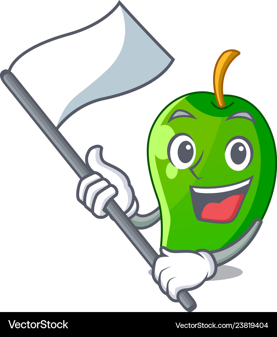 With flag green mango isolated with the mascot Vector Image