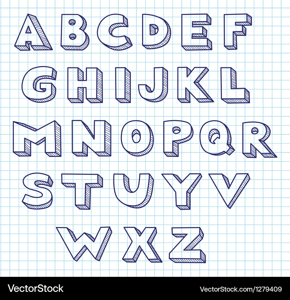 Colorful Scribble Alphabet Royalty Free Vector Image