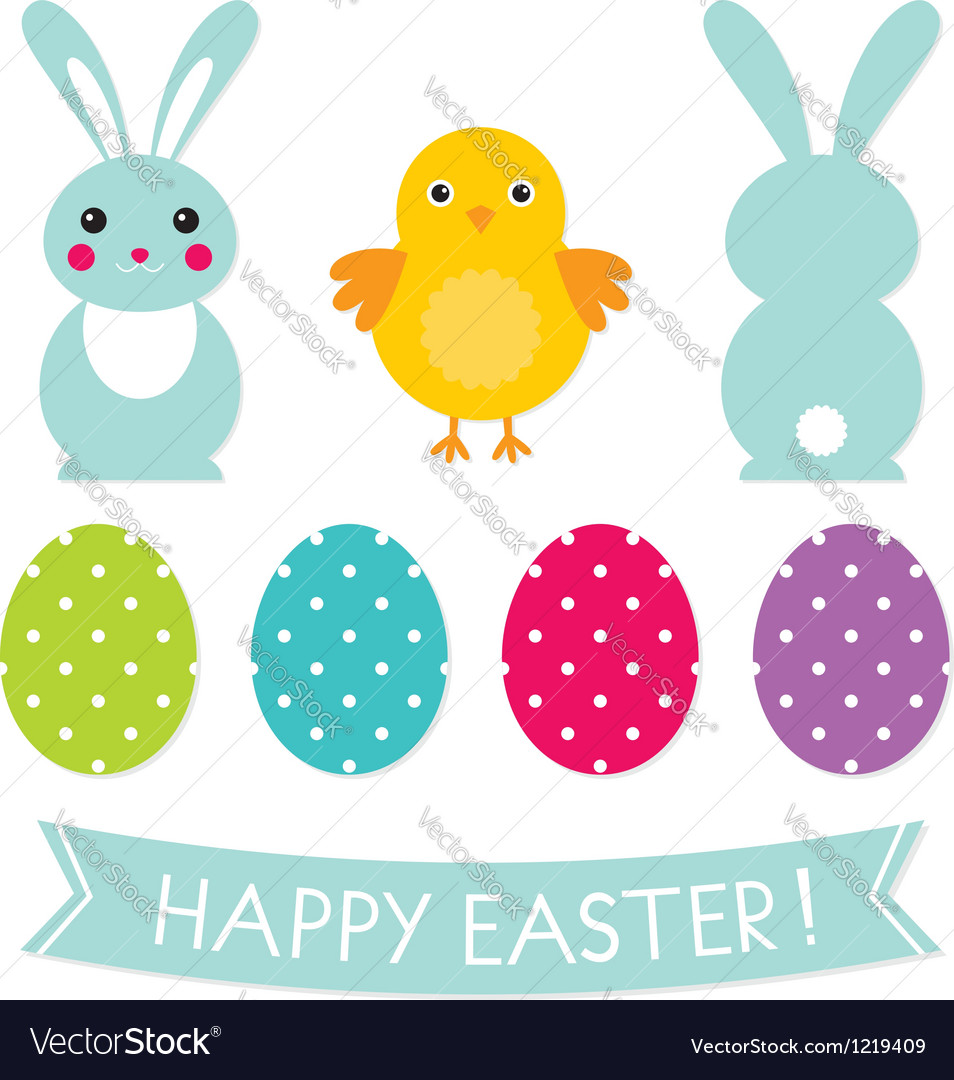 Easter design elements set Royalty Free Vector Image