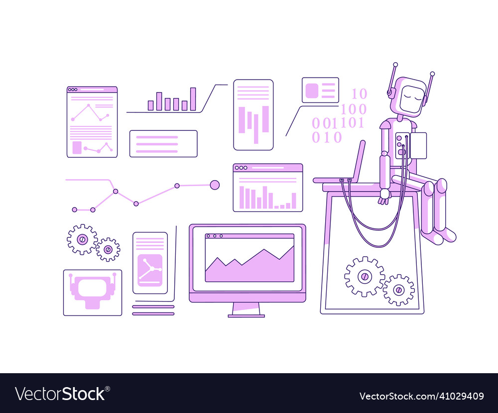Electronics engineering items purple linear Vector Image