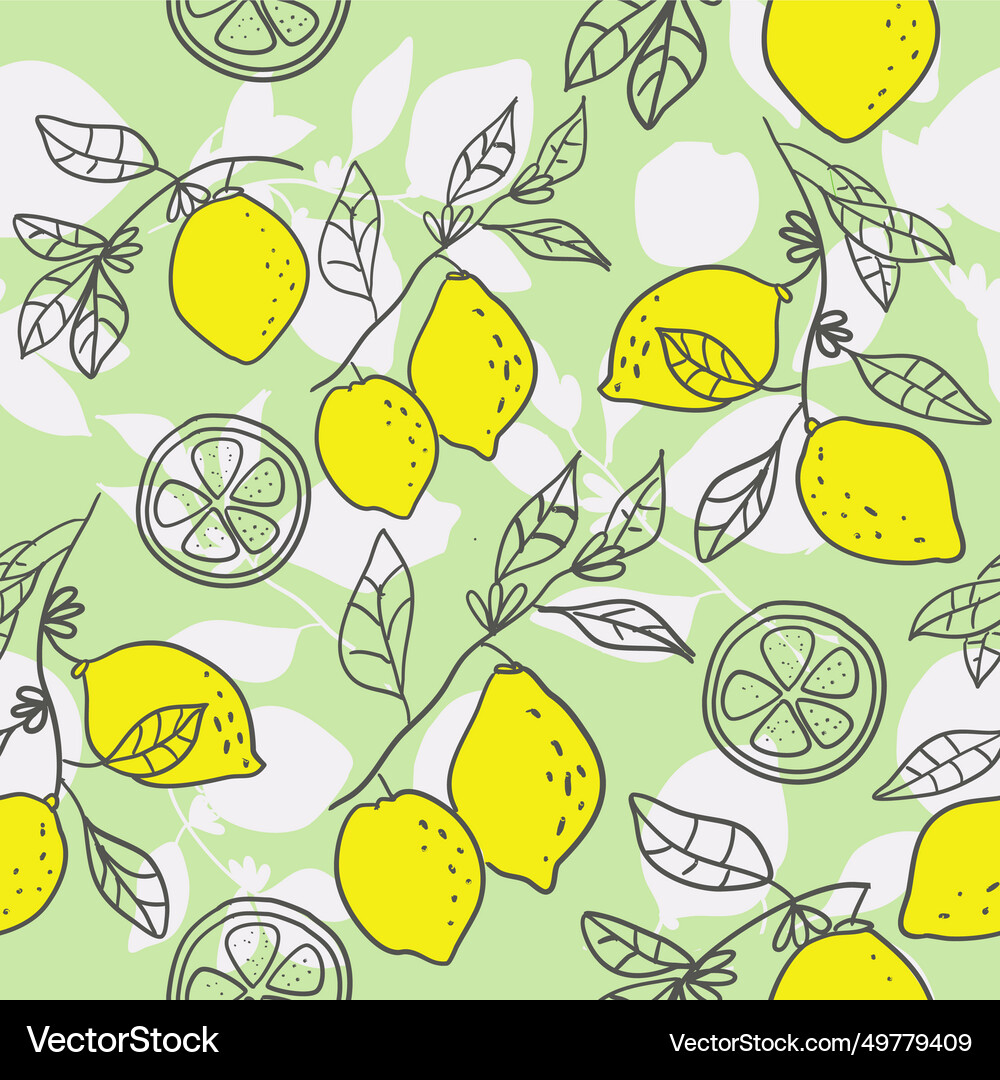 Seamless pattern with lemons Royalty Free Vector Image