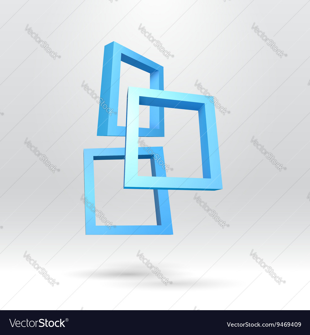 Three blue rectangular 3d frames Royalty Free Vector Image