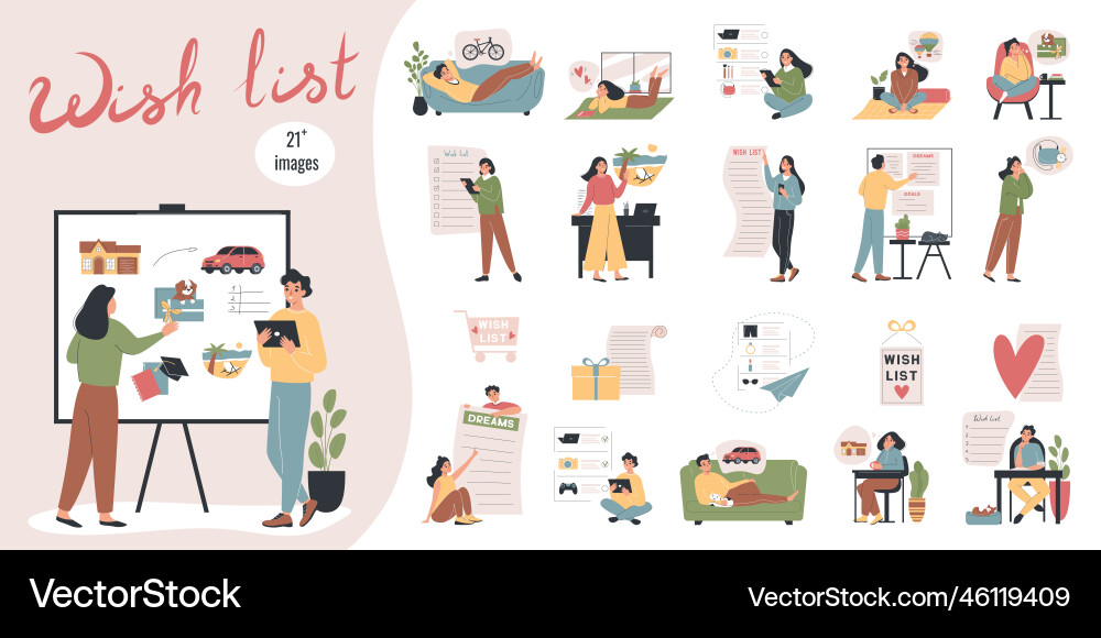 Wish list composition Royalty Free Vector Image