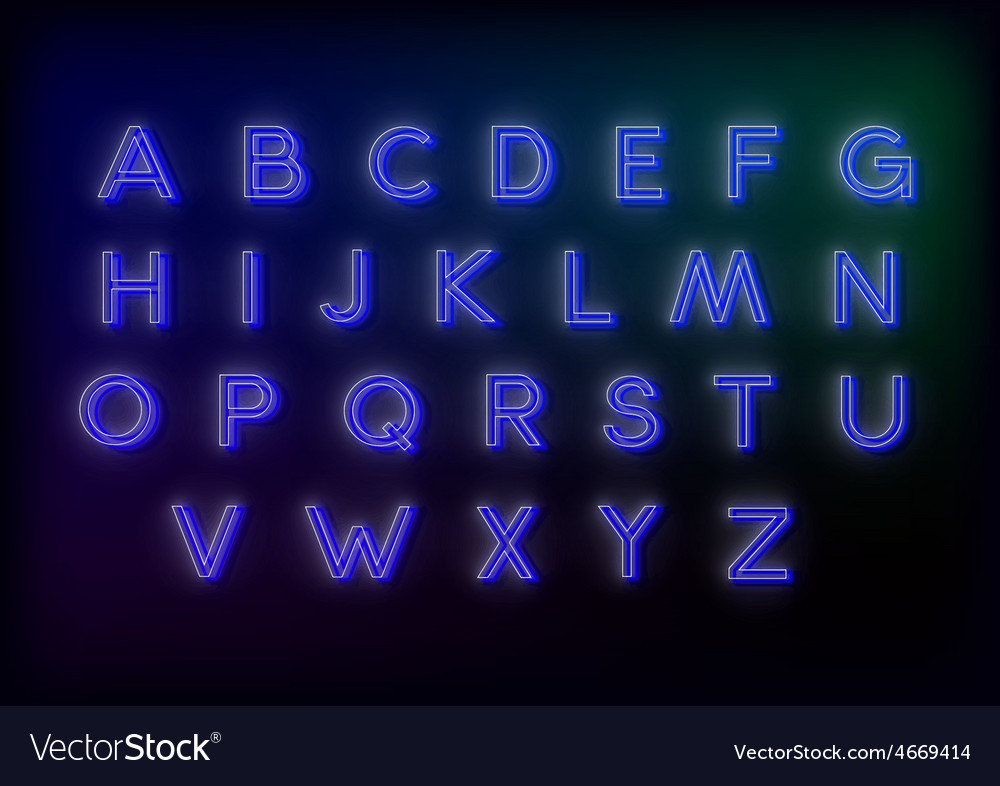 Neon alphabet for your design Royalty Free Vector Image