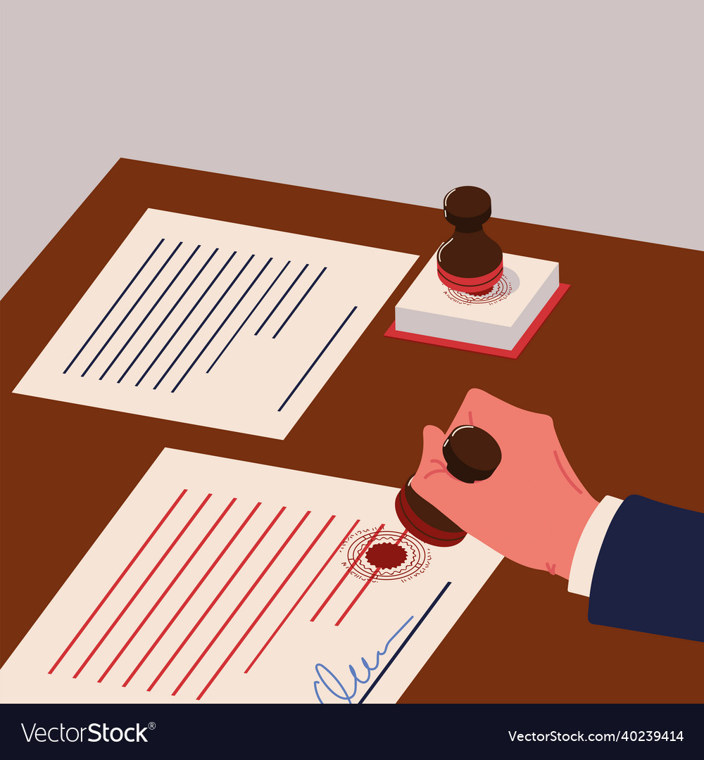 Notary Services Man Signing Royalty Free Vector Image