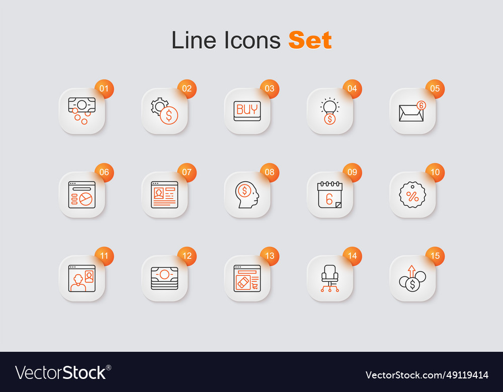 Set line financial growth dollar office chair Vector Image Set line financial growth dollar office chair Vector Image