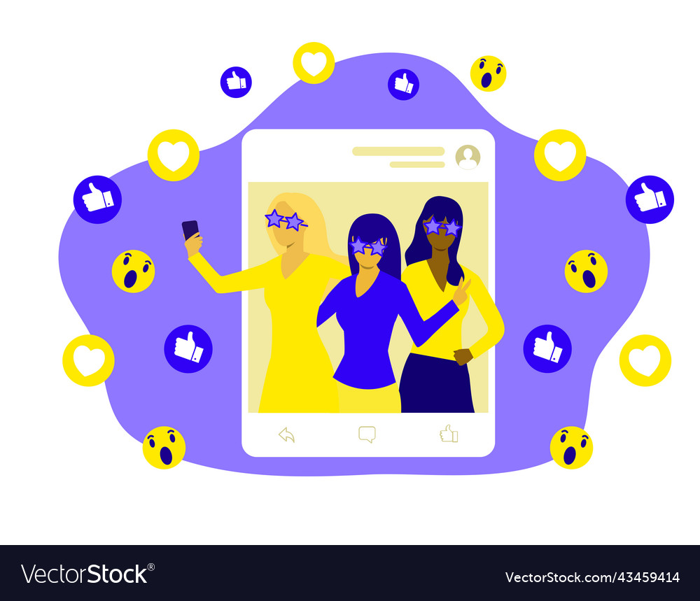 Social media concept with characters Royalty Free Vector