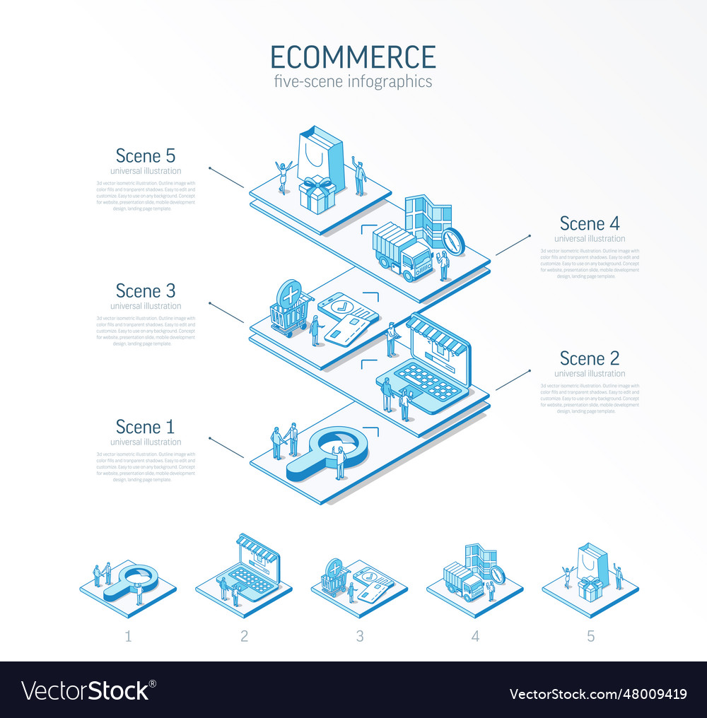 3d line isometric ecommerce infographic template Vector Image 3d line isometric ecommerce infographic template Vector Image