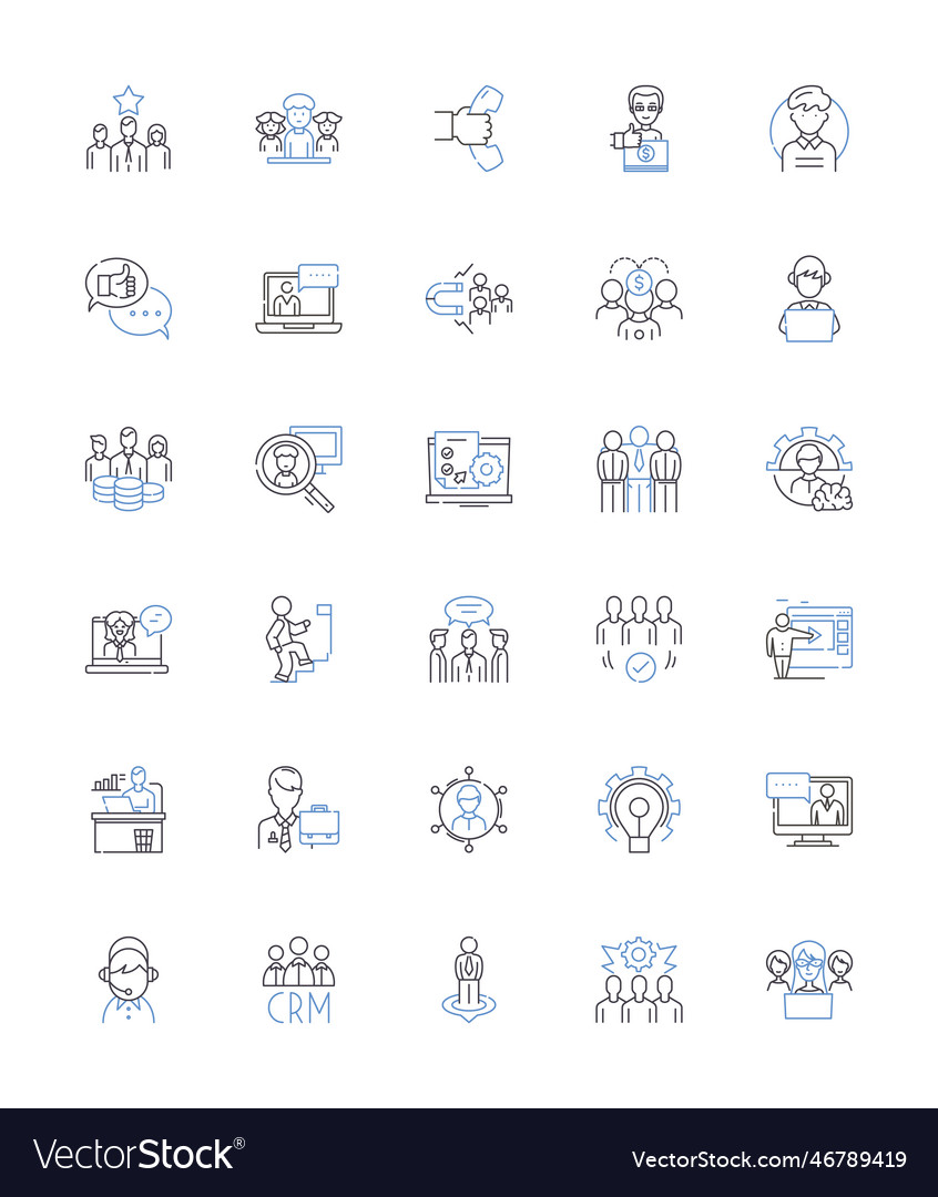 Staff line icons collection hiring training Vector Image Staff line icons collection hiring training Vector Image