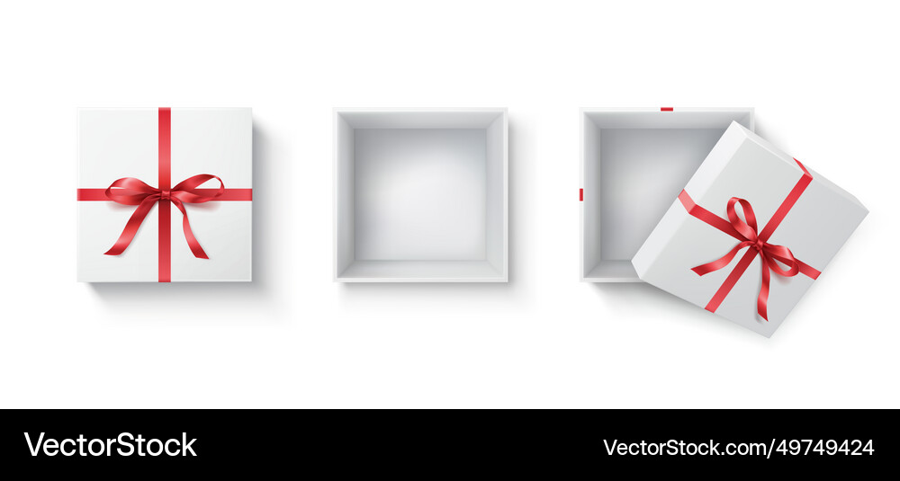 Minimalist gift boxes with red ribbon Royalty Free Vector