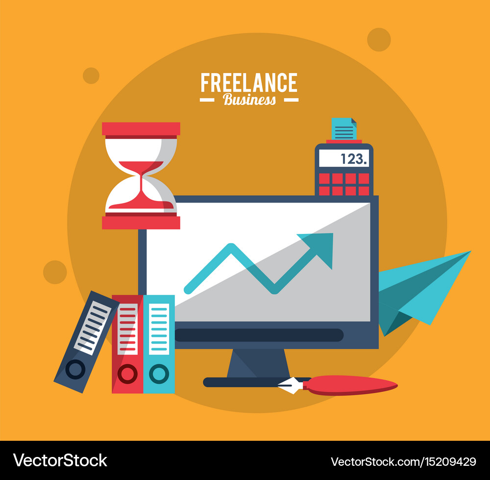 Colorful poster freelance business with computer Vector Image