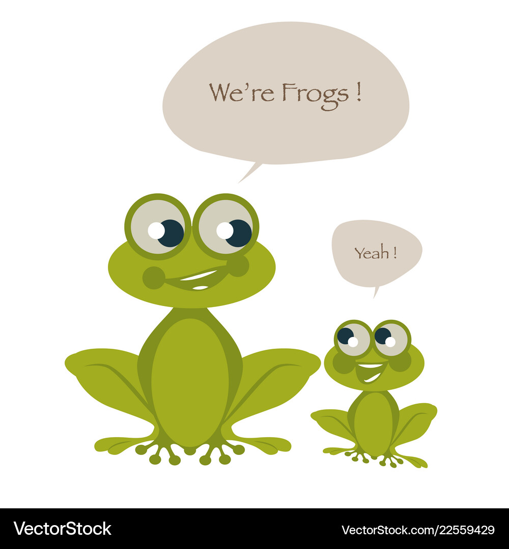 Cute two frogs isolated on white background and Vector Image