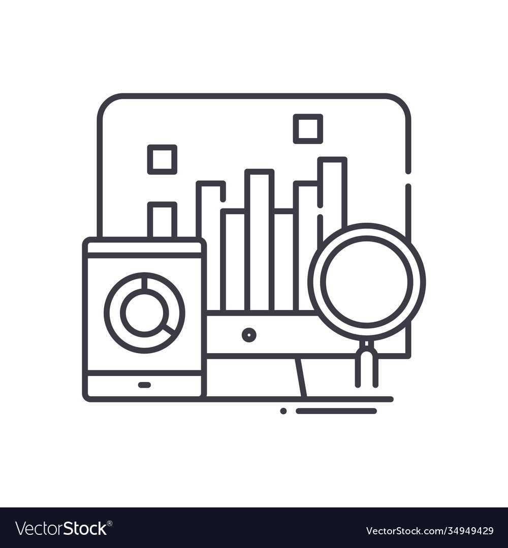 Data analysis icon linear isolated Royalty Free Vector Image