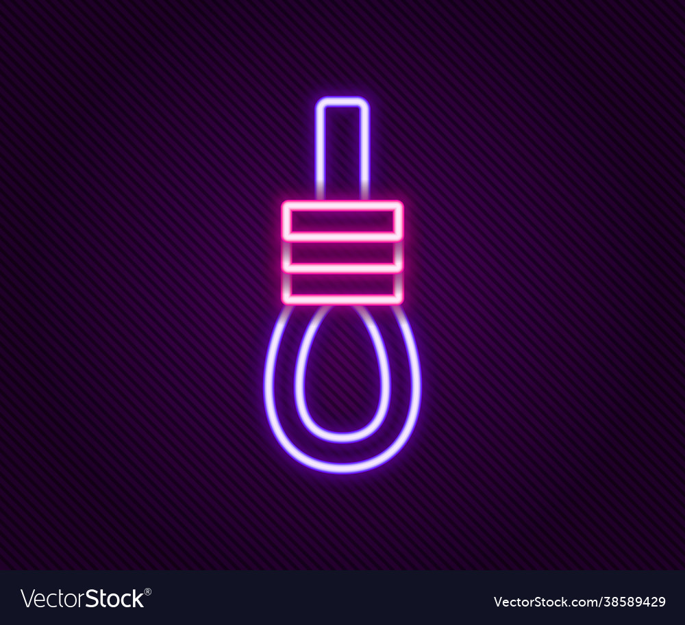 Glowing neon line gallows rope loop hanging icon Vector Image