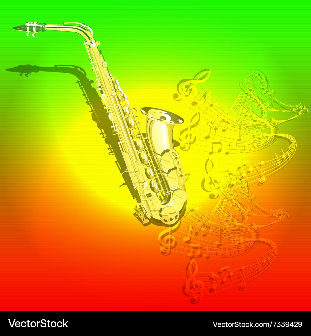 Musical background saxophone and waves musical Vector Image