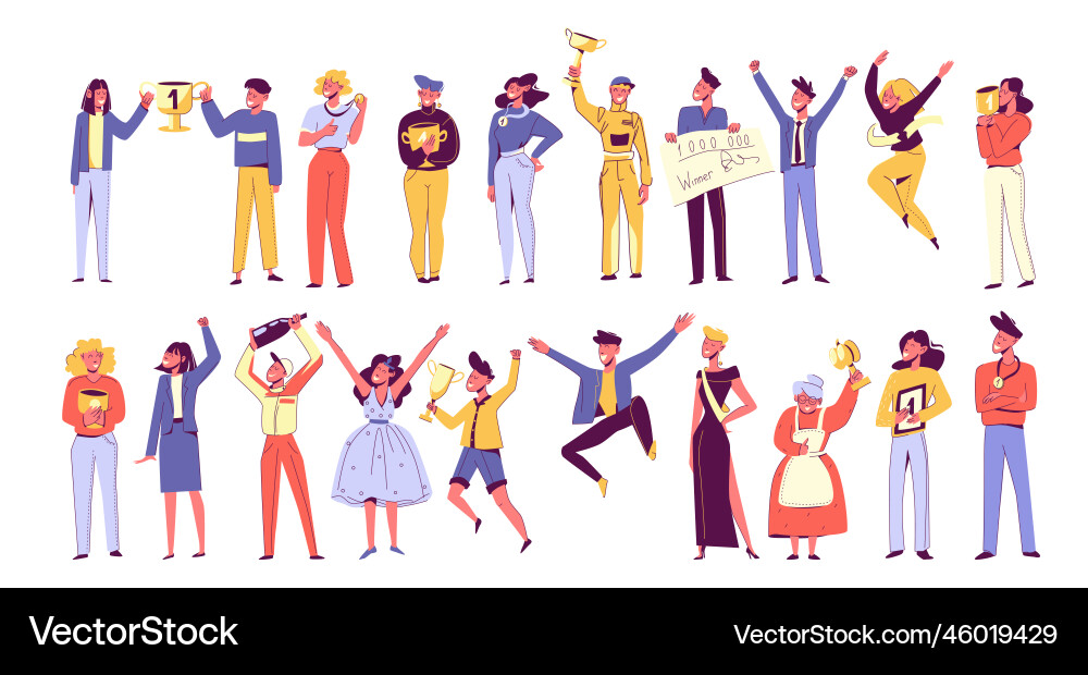 Winning people icon set Royalty Free Vector Image