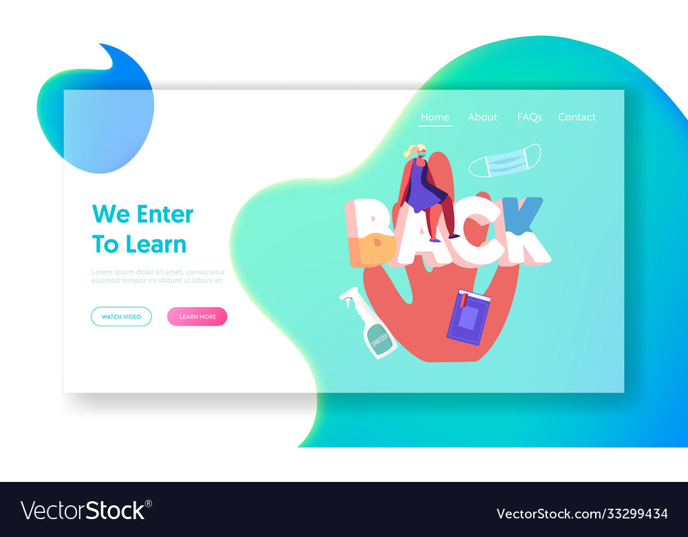 Back to school during coronavirus landing page Vector Image