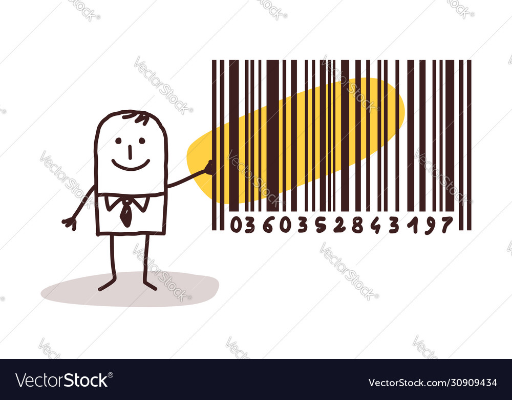 Businessman and bar code Royalty Free Vector Image