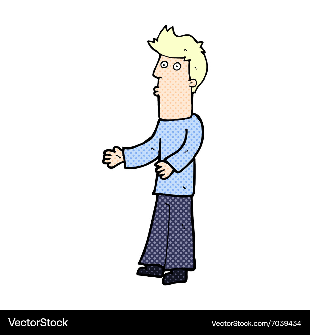 Comic cartoon man explaining Royalty Free Vector Image