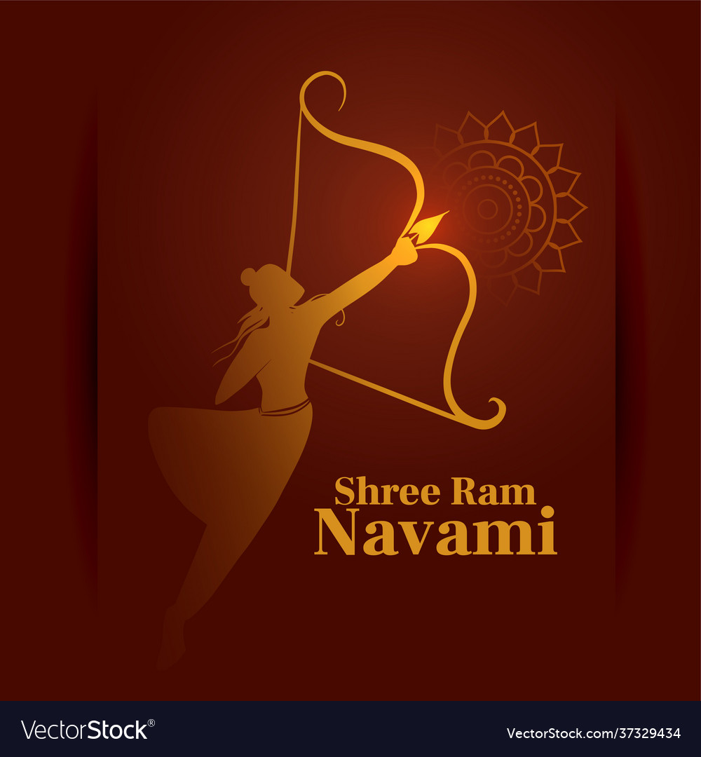 Ram Navami Greeting Card With Bow And Arrow Vector Image