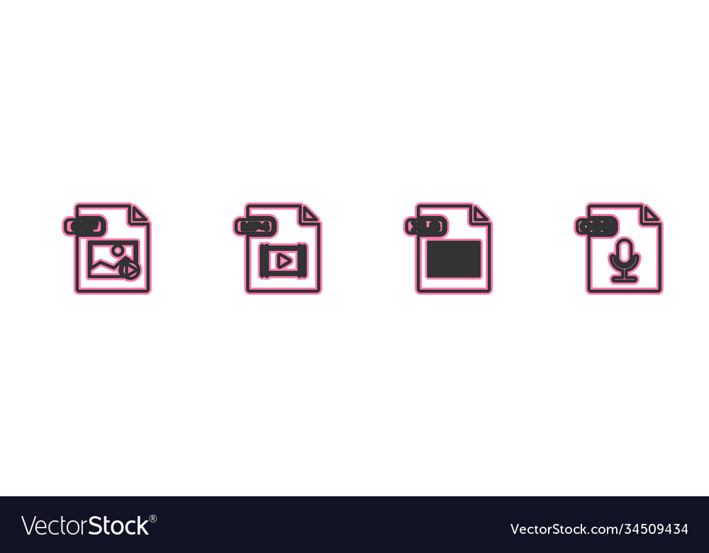 Set line gif file document xls mp4 and ogg icon Vector Image Set line gif file document xls mp4 and ogg icon Vector Image