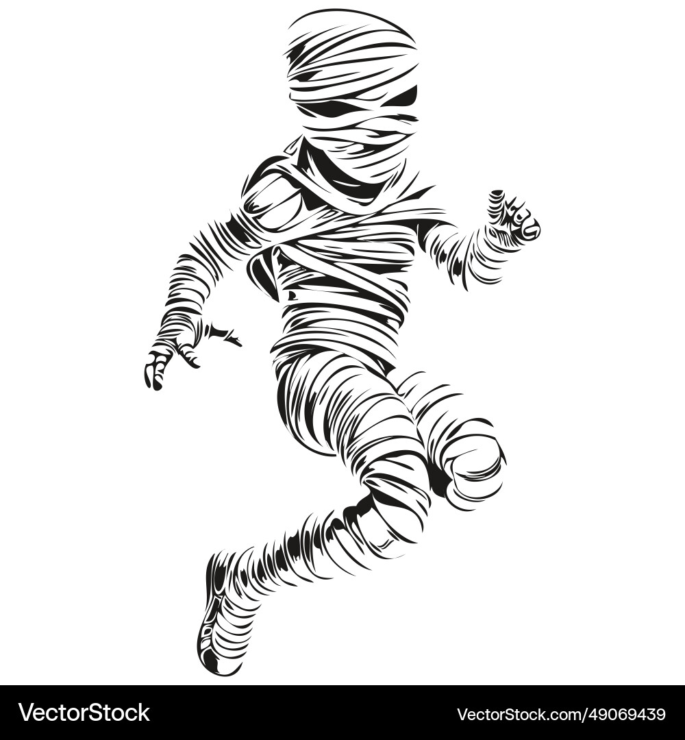 Ancient hand-drawn halloween mummy portrait Vector Image