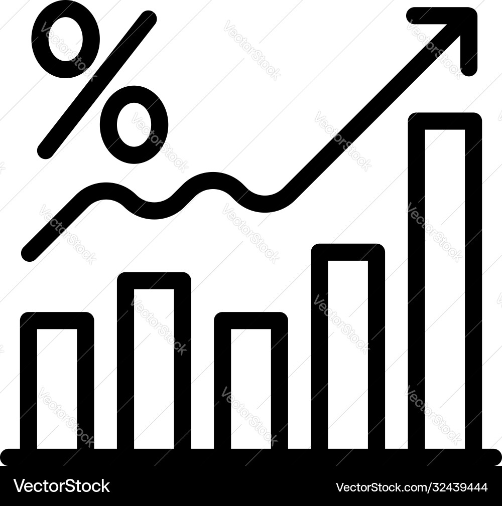 Graph chart finance icon outline style Royalty Free Vector