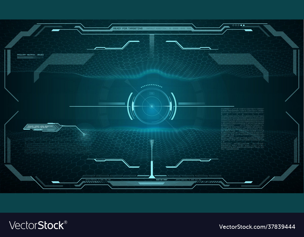 Hud futuristic monitor screen target aim control Vector Image