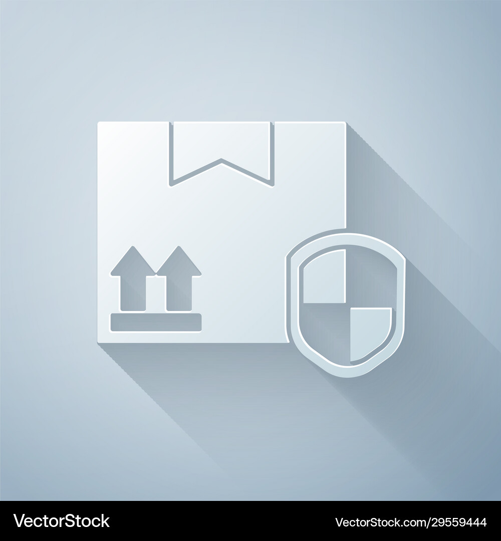 Paper cut delivery pack security with shield icon Vector Image