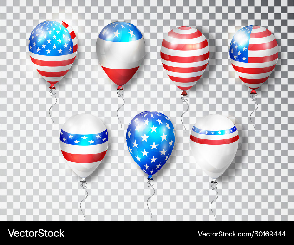 Patriotic balloons usa set colored Royalty Free Vector Image