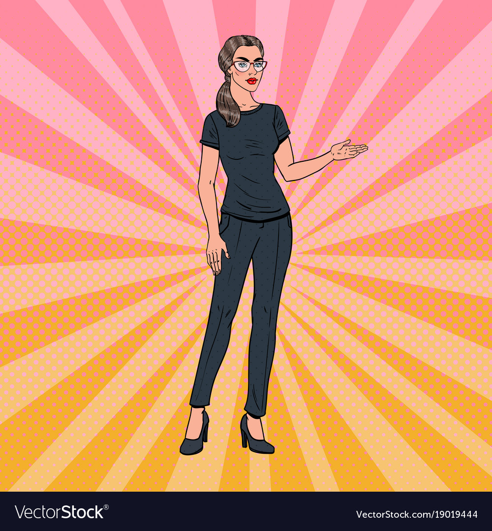 Pop Art Business Woman Advertising Product Vector Image