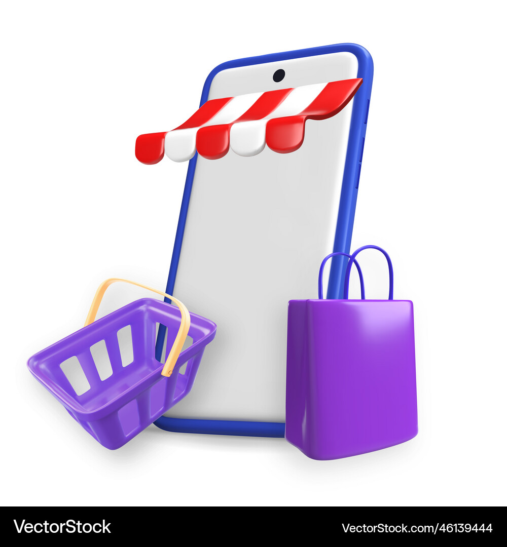 Smartphone with shop canopy store awning Vector Image