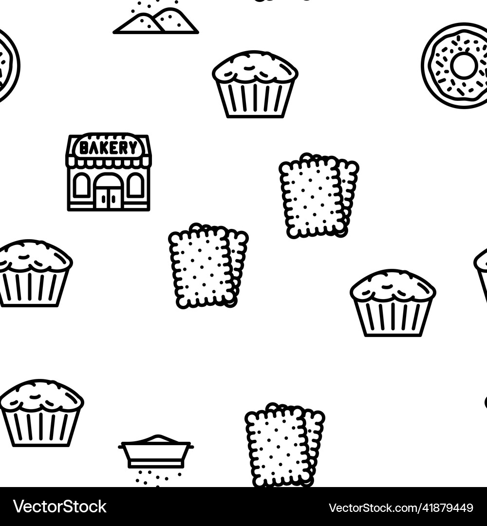 Bakery delicious dessert food seamless Royalty Free Vector