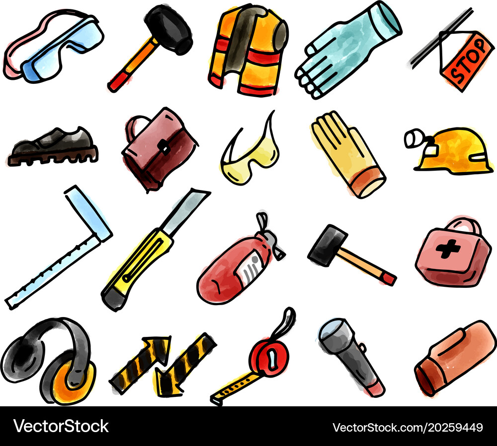 Doodle icons set - construction and building Vector Image