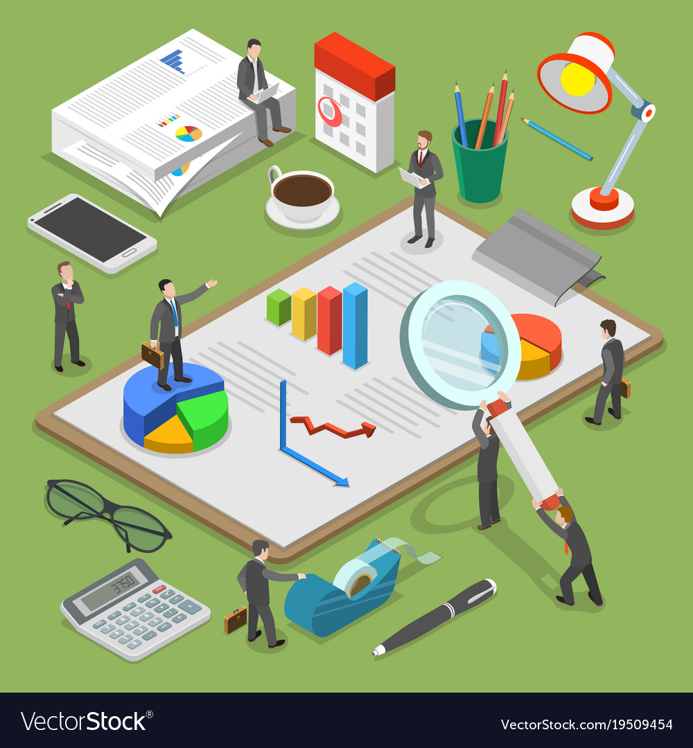 Financial audit flat isometric concept Royalty Free Vector Financial audit flat isometric concept Royalty Free Vector