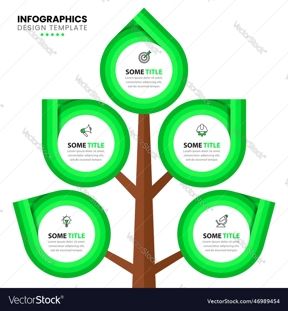 Infographic template abstract tree with five Vector Image