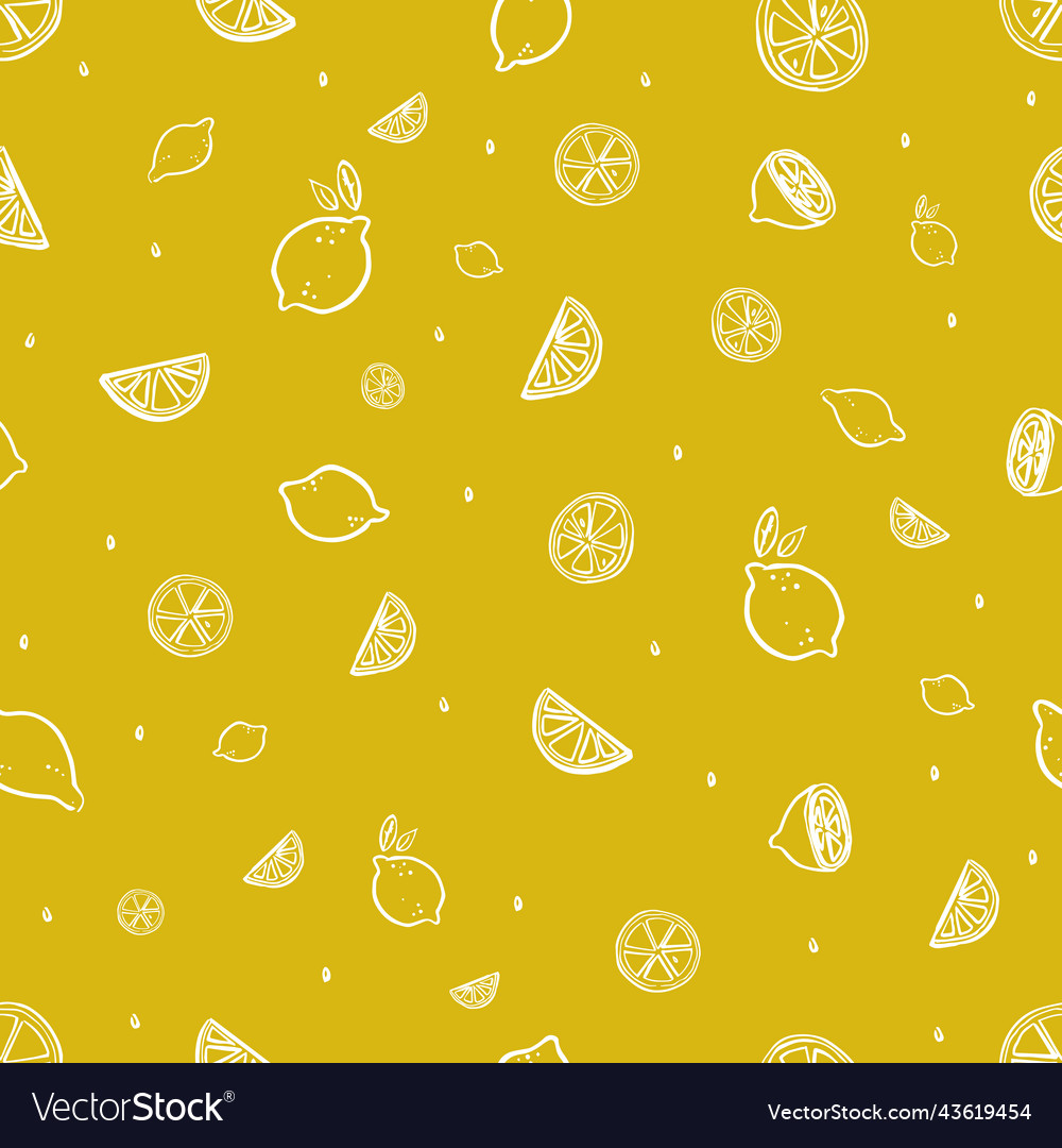 Seamless pattern lemon pattern white doodle lines Vector Image Seamless pattern lemon pattern white doodle lines Vector Image