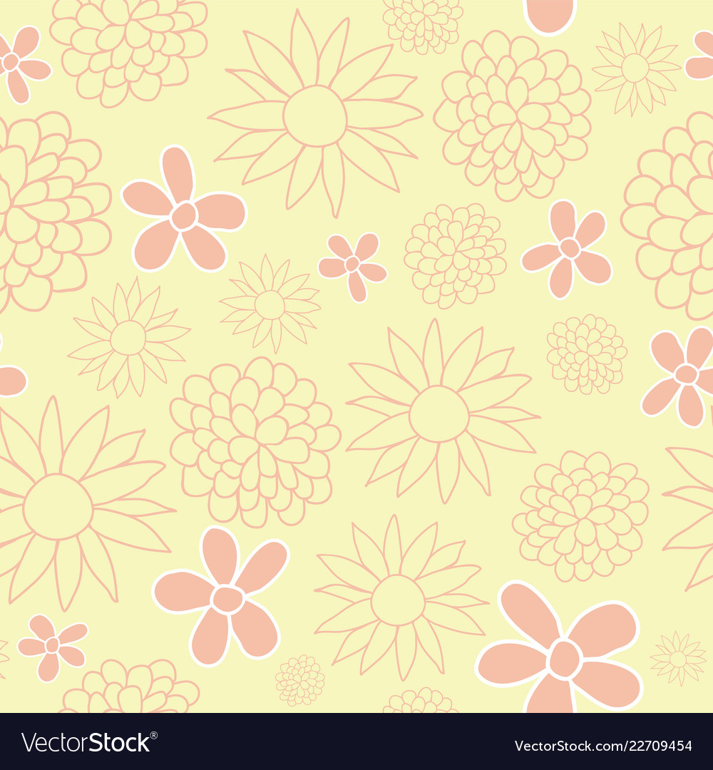 Yellow and peach floral seamless pattern design Vector Image