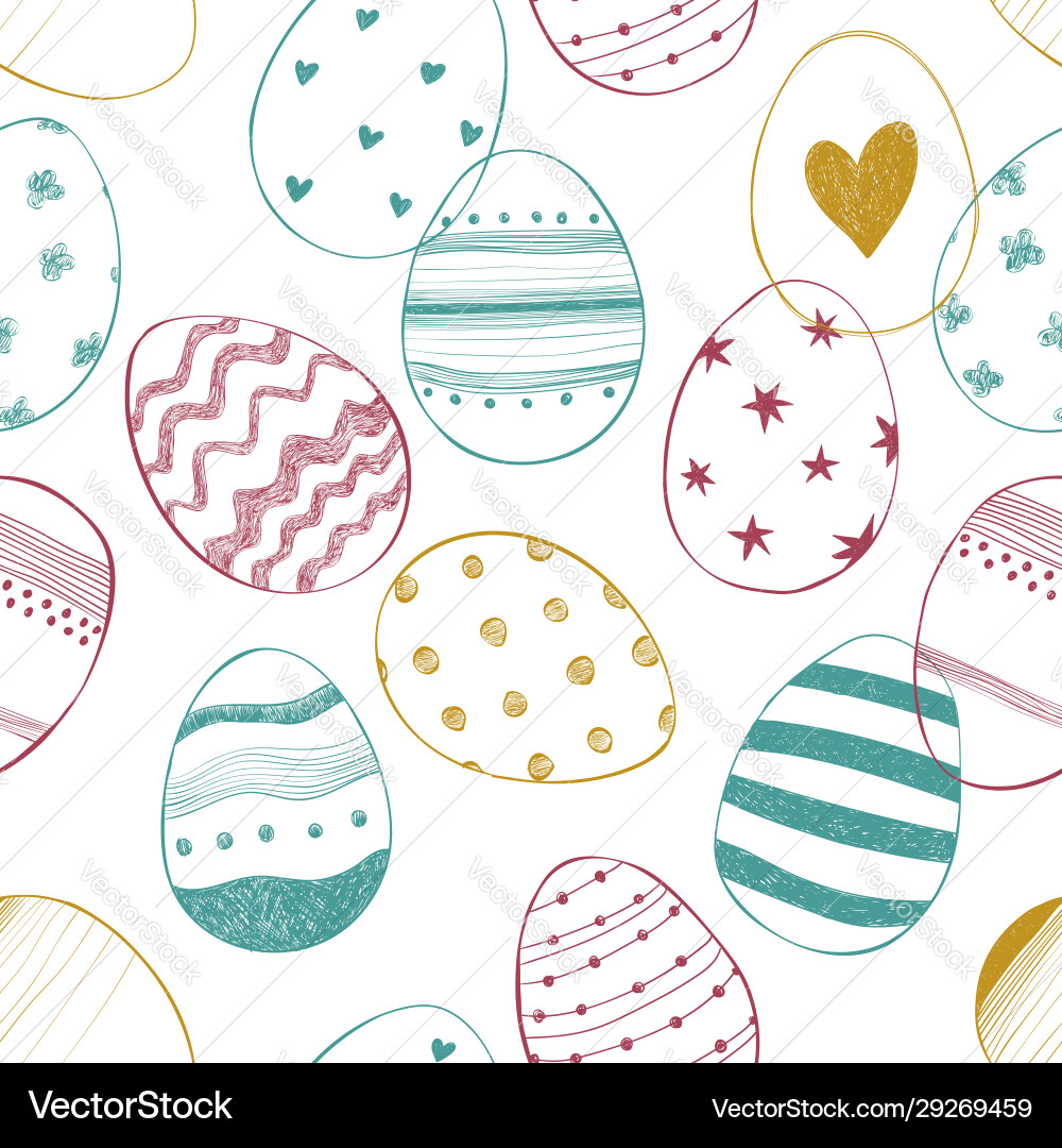 Easter seamless pattern with ornate eggs Vector Image