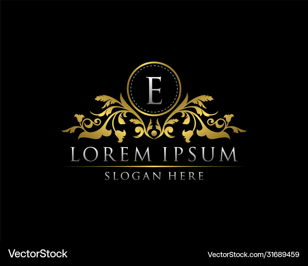 Luxury gold e letterlogo template Royalty Free Vector Image