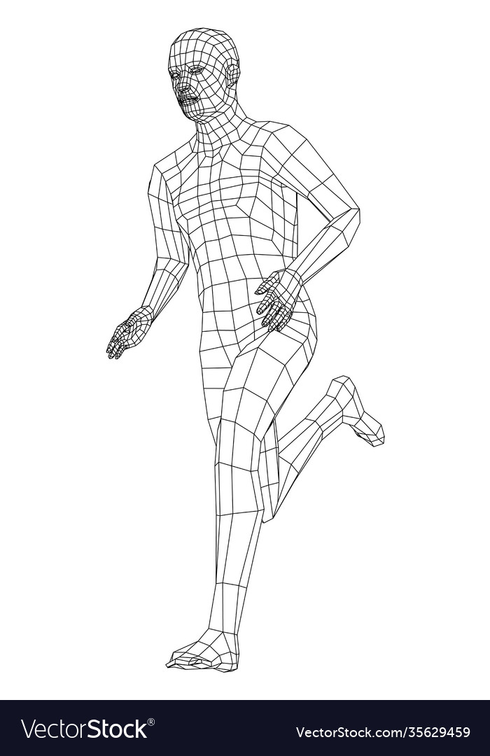 Wireframe running man Royalty Free Vector Image