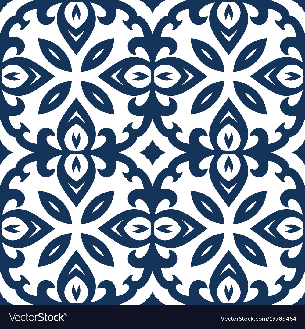 Blue arabesque pattern Royalty Free Vector Image