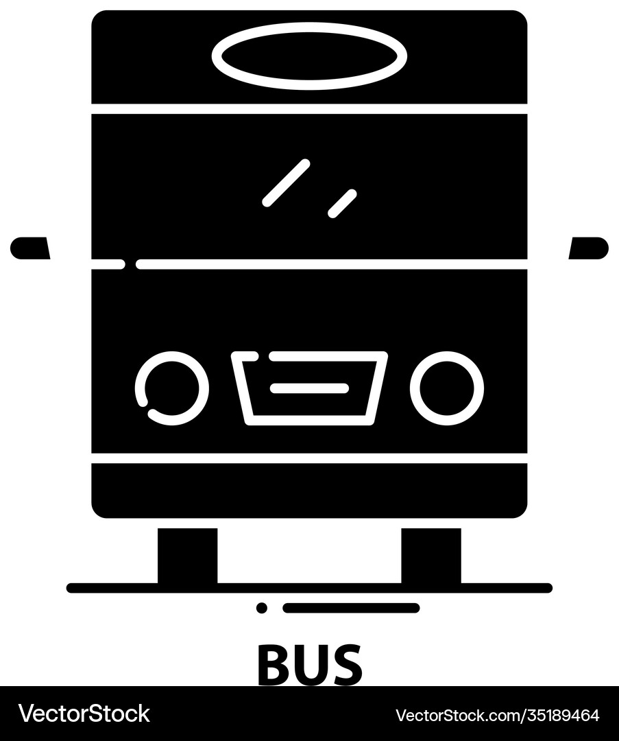 Bus icon black sign with editable strokes Vector Image