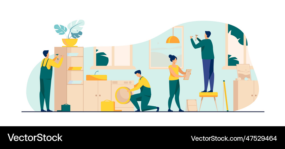 Handyman working at customer home Royalty Free Vector Image