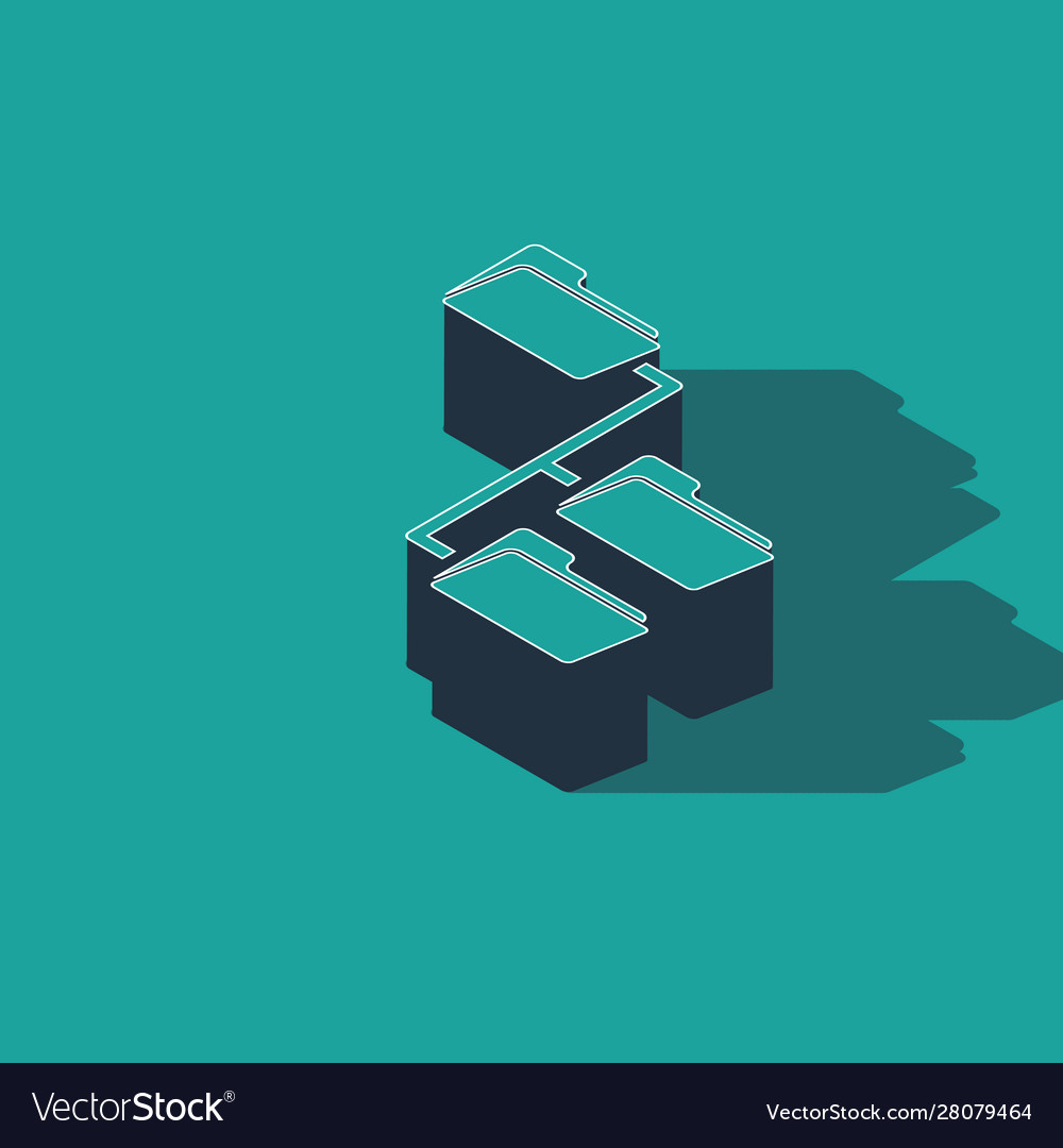 Isometric folder tree icon isolated on green Vector Image