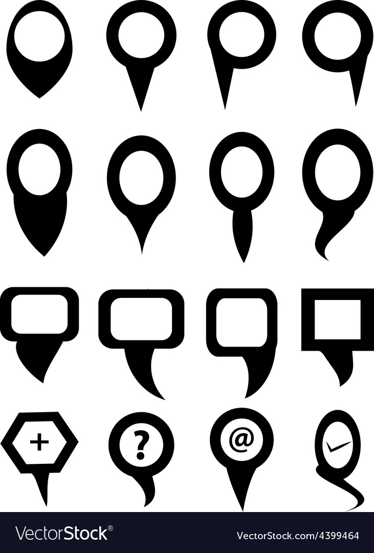 Map pointers icons set Royalty Free Vector Image