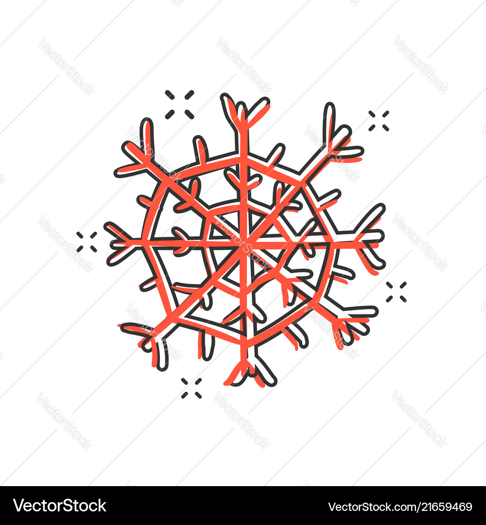 Cartoon hand drawn snowflake icon in comic style Vector Image